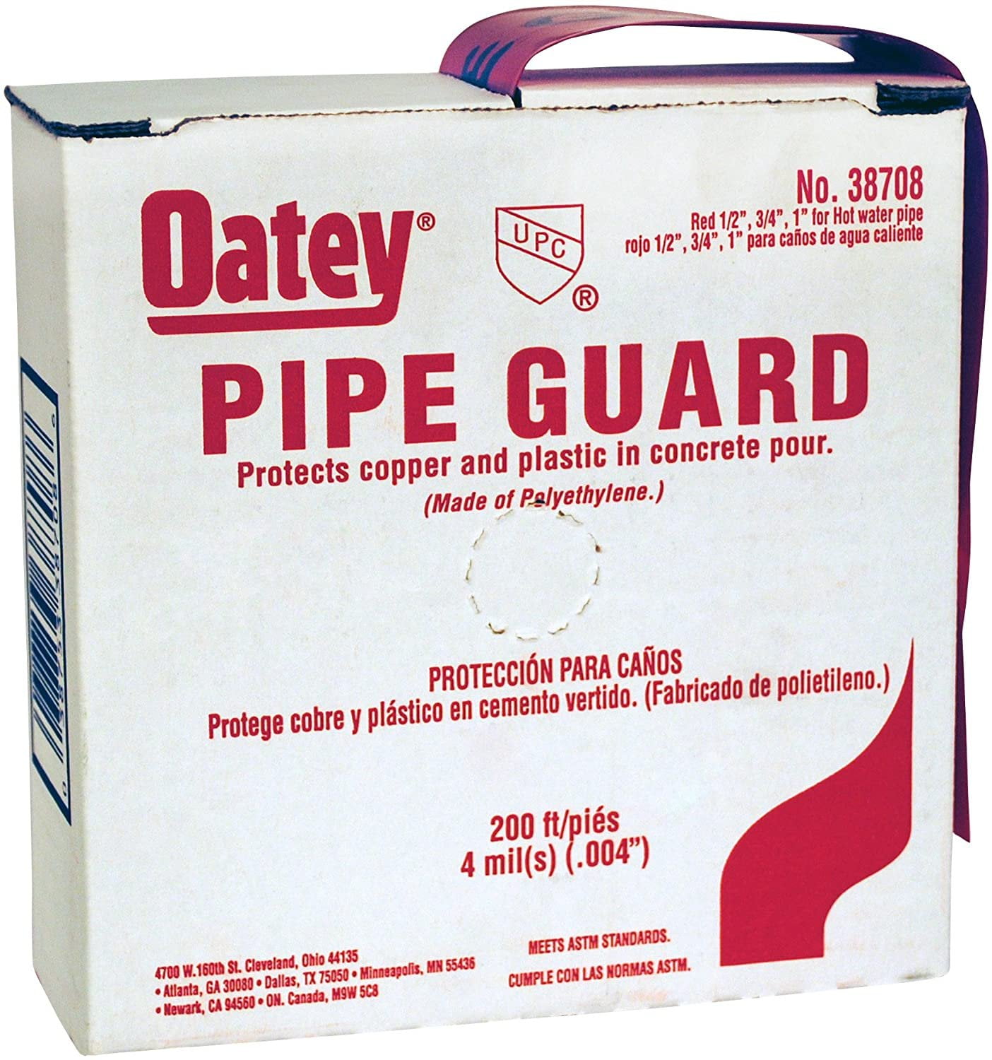 Oatey 38708 Pipe Guard Tape, 4 Mil Sleeve, Polyethylene, 1/2-Inch, 3/4 ...