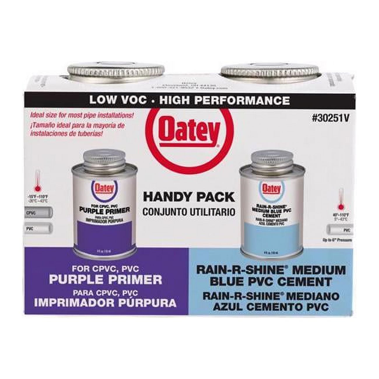 Oatey 4014698 4 oz Rain-R-Shine Primer & Cement for PVC - Blue & Purple ...