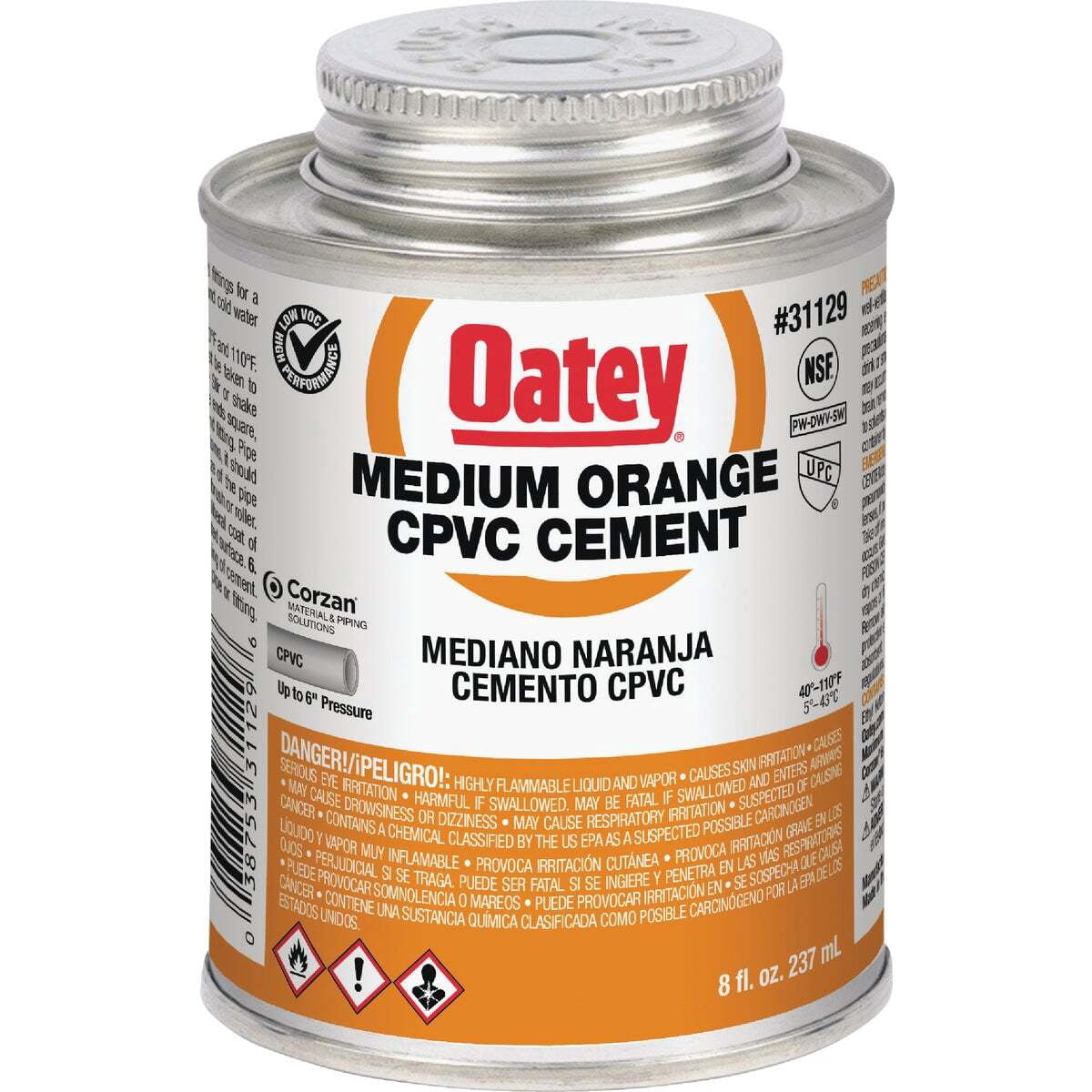 Oatey 8 Oz. Medium Bodied Orange CPVC Cement 31129 - Walmart.com