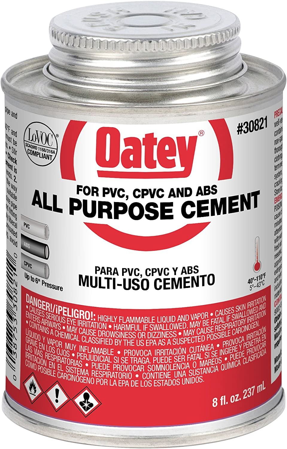 Oatey All Purpose Cement - Low VOC - 8 oz, Clear - Walmart.com