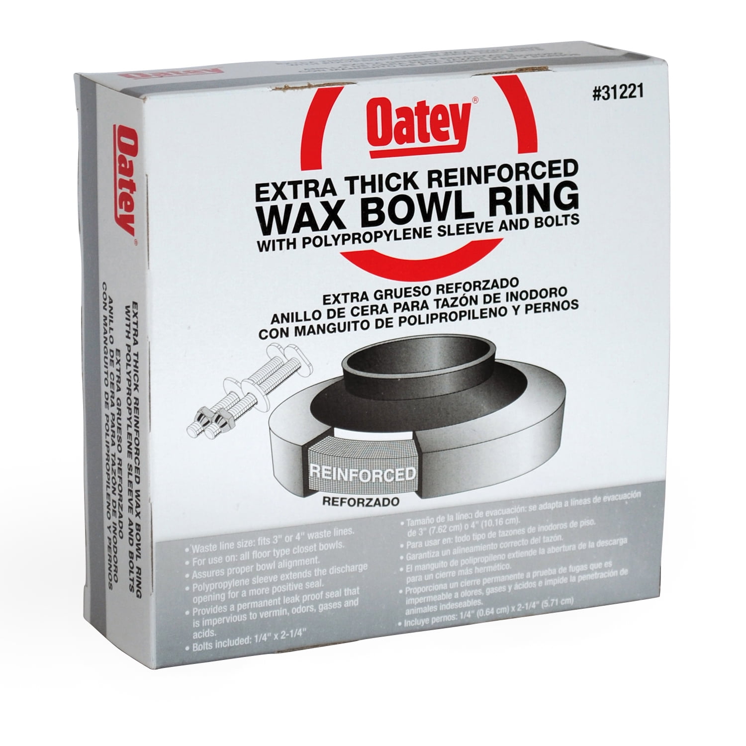 Oatey, Jumbo Reinforced Extra-Thick Petroleum Toilet Wax Ring, 1-Pack ...