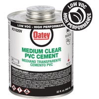 Oatey Low Voc Medium Bodied Clear PVC Cement QT LOWVOC MED, Each ...