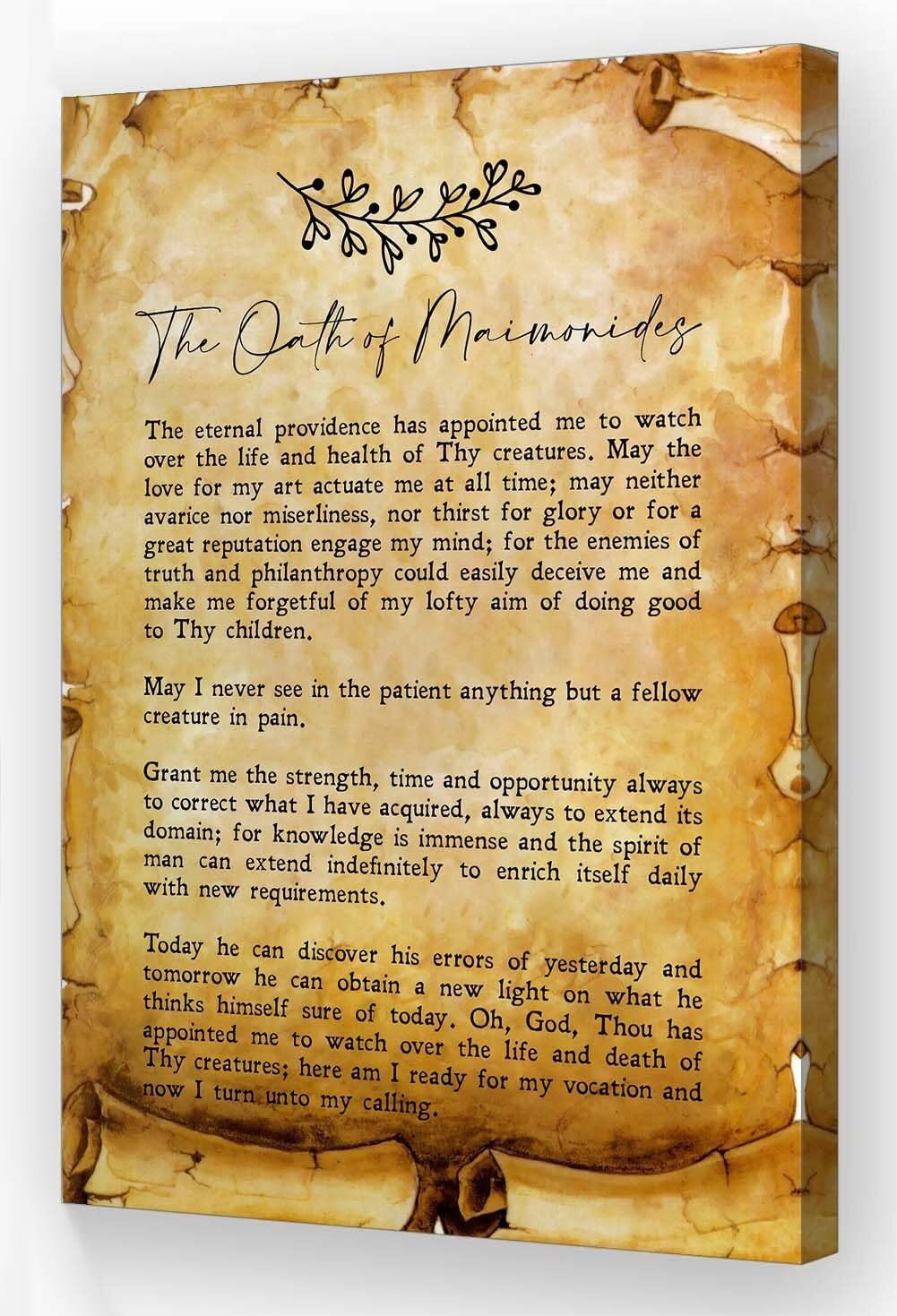 Oath of Maimonides Physician Poster Prayer Wall Art Doctor Quote ...