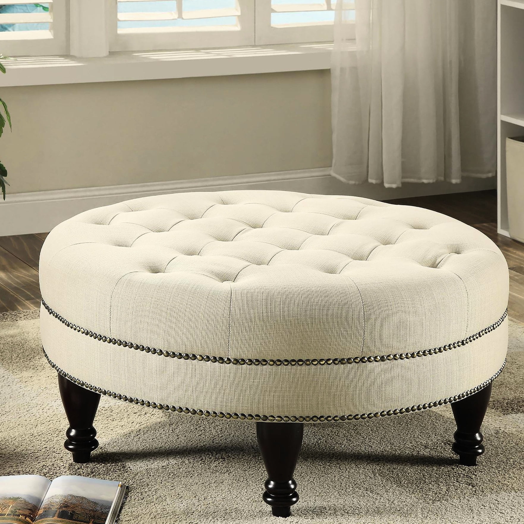 Oatmeal Color Ottoman - Neutral Tone to Complement Various Interior ...