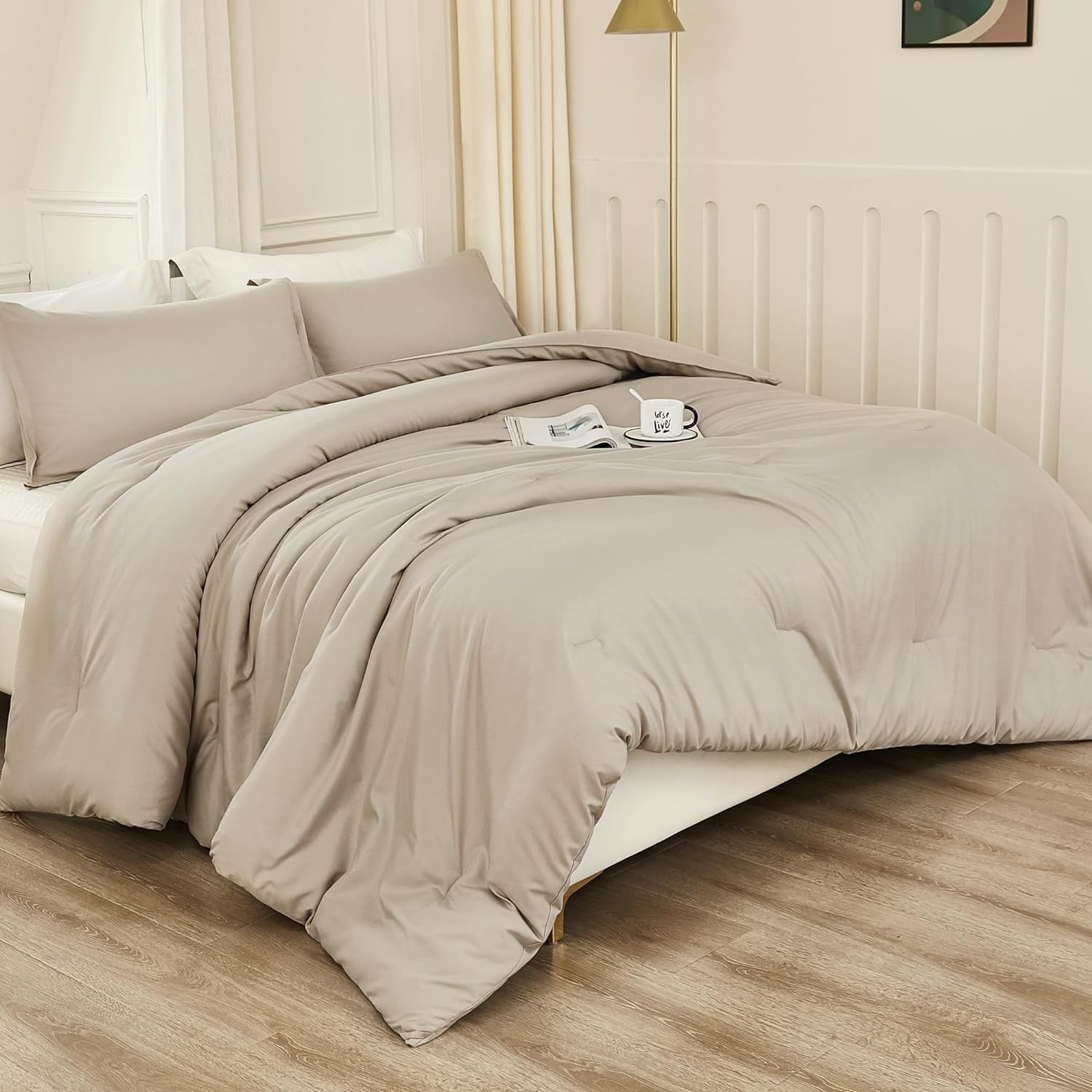 Oatmeal Comforter Queen Size, 3 Pieces Boho Lightweight Solid Bedding Set & Collections, All ...