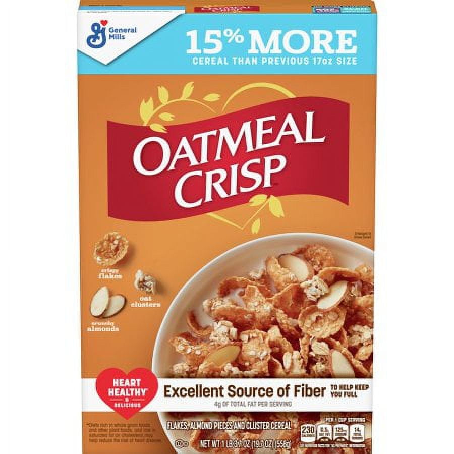 General Mills Oatmeal Crisp Cereal Almond 19.7 Oz Pack of 2 with Oat ...