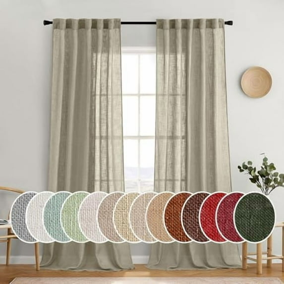 Oatmeal Curtains 90 Inch Long 2 Panels for Bedroom Living Room, Soft ...