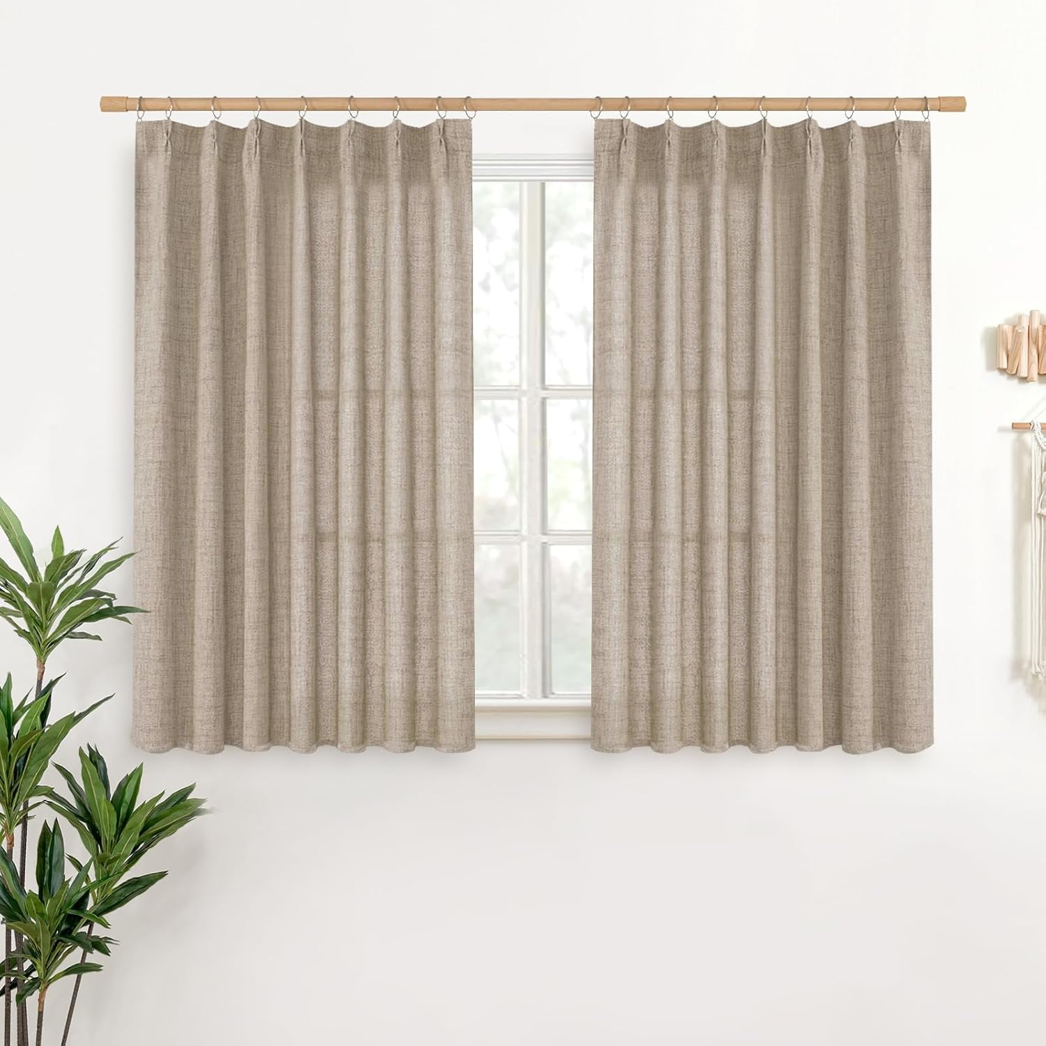 Oatmeal Linen Curtains 36 Inch Length for Short Kitchen Window ...