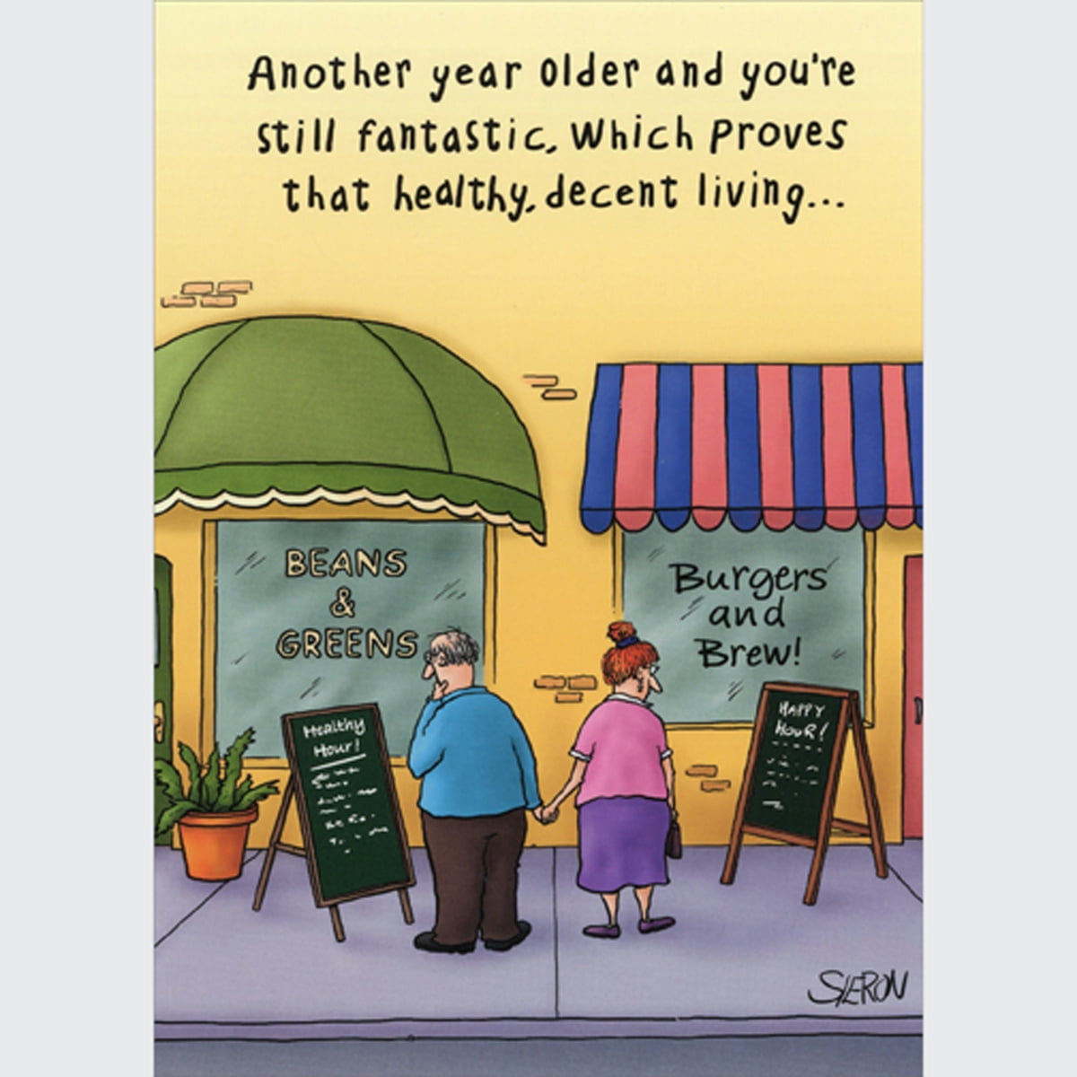 Oatmeal Studios Couple Looking at Curbside Menus: Healthy Decent Living ...