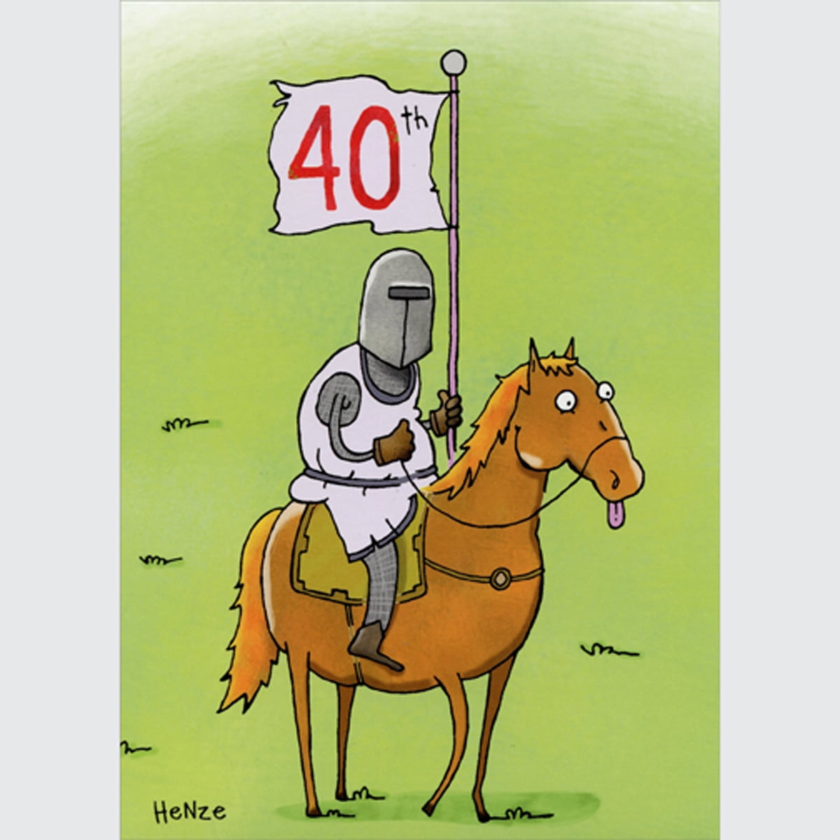 Oatmeal Studios Knight on Horse with 40th Flag Funny / Humorous 40th ...