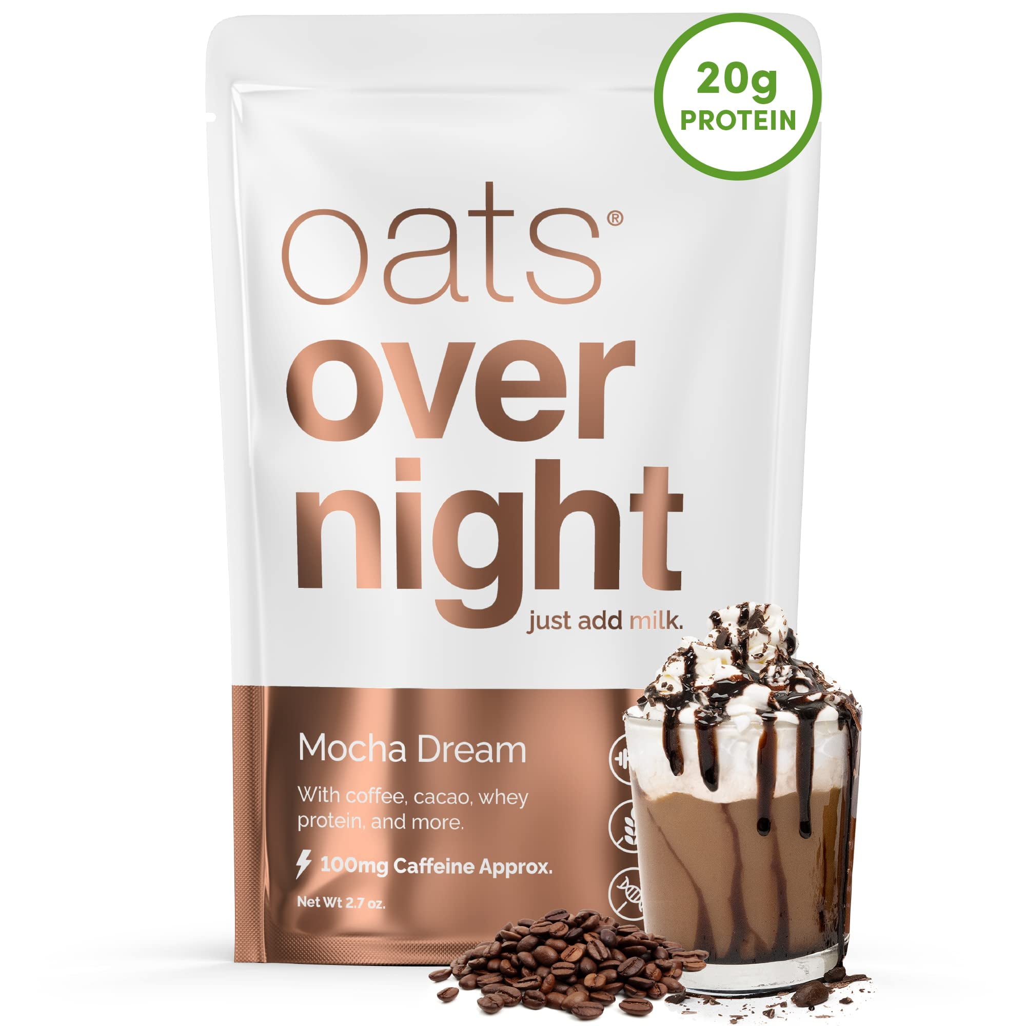 Oats Overnight - Mocha Dream - 20g Protein, High Fiber Breakfast Shake ...