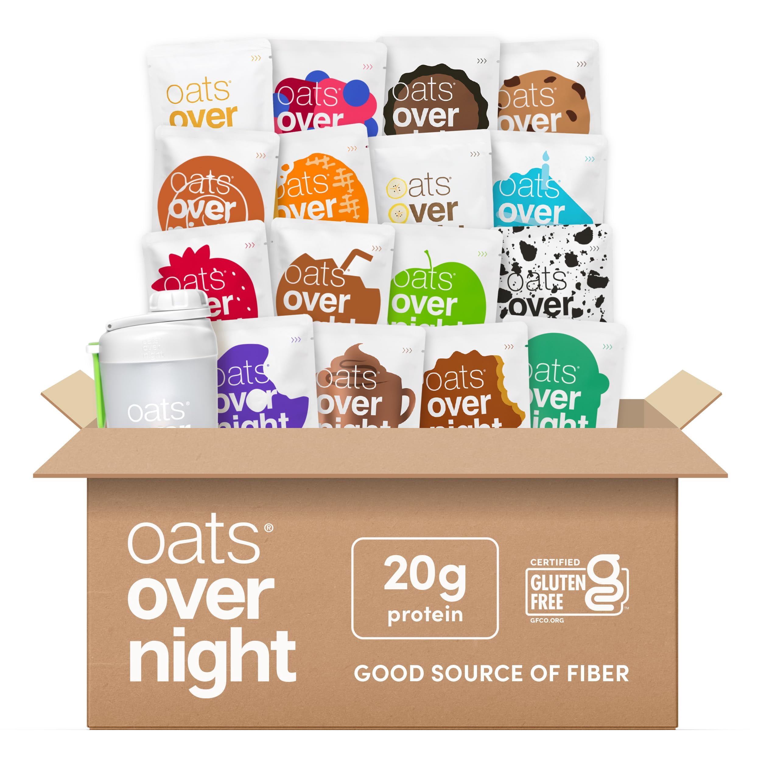 Oats Overnight Variety Pack, High Protein Oatmeal, Gluten-Free, 16 ...