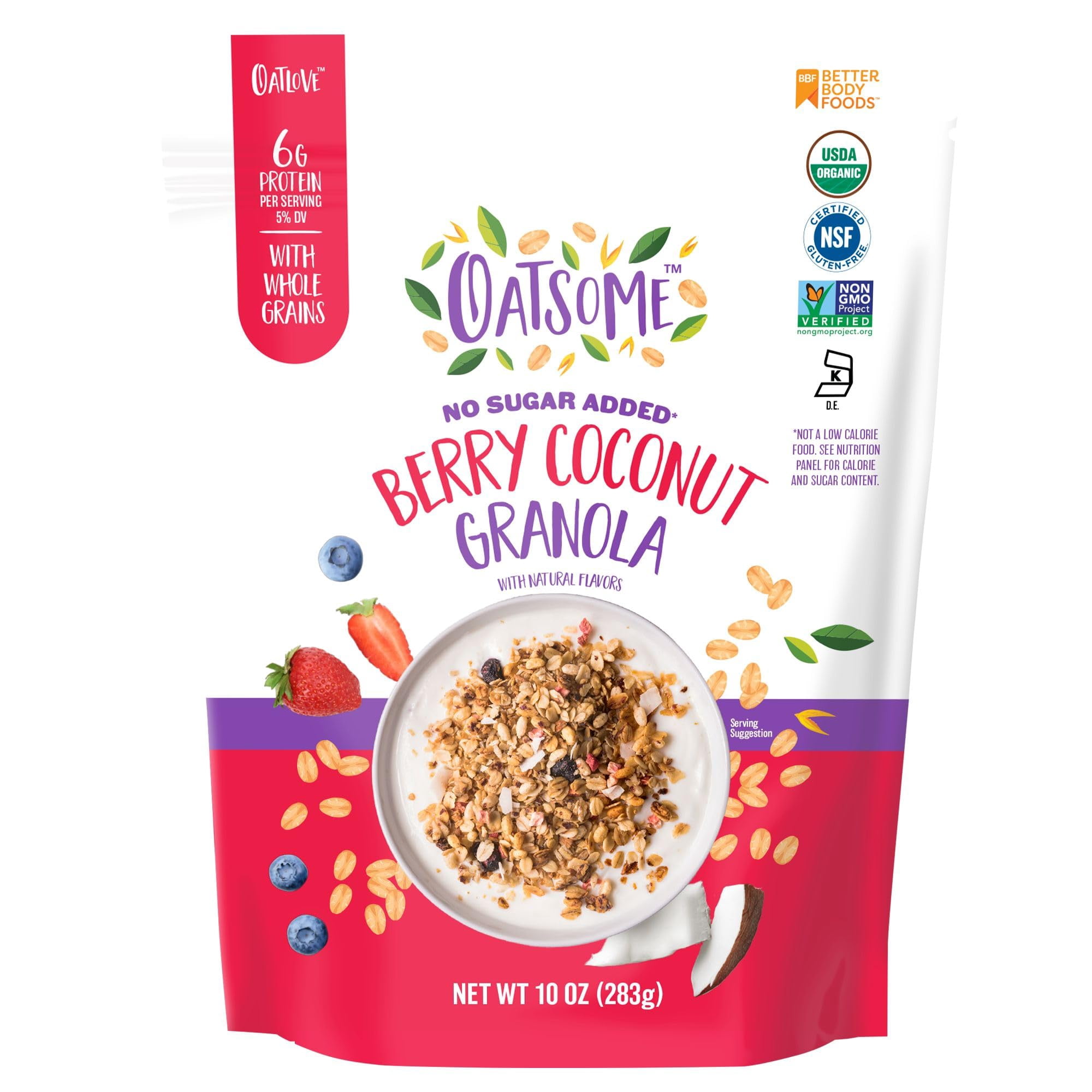 Oatsome Berry Coconut Granola, BDF32 No Sugar Added, 6g Protein, Made ...