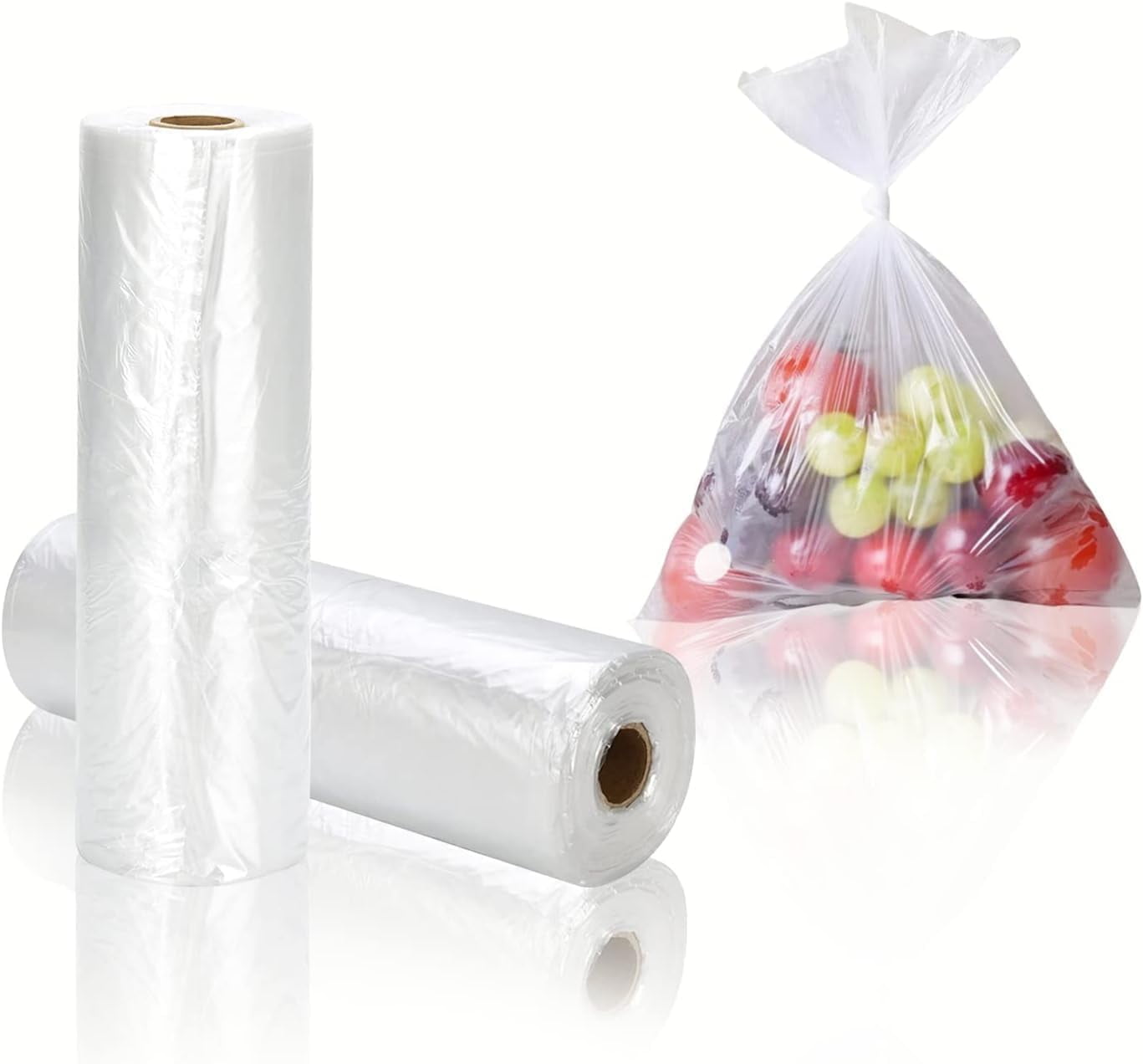 OausTect 12" X 16" Plastic Produce Bag Roll, Clear Food Storage Bags ...