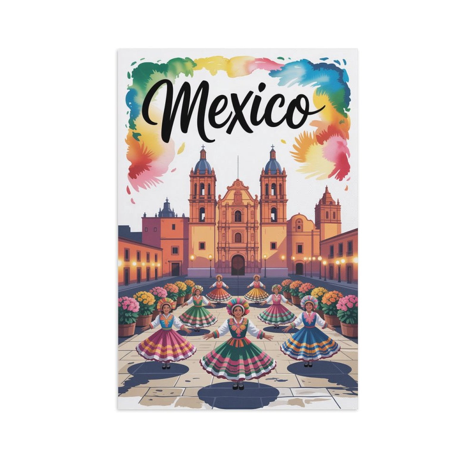 Oaxaca Retro City Travel Poster Featuring Cultural Dancers And Folk ...