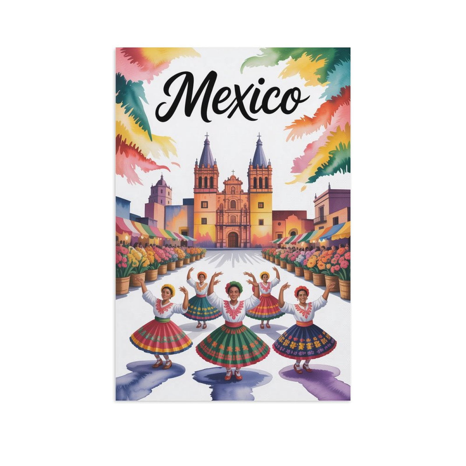 Oaxaca Vintage City Travel Poster with Traditional Dress, Music, And ...