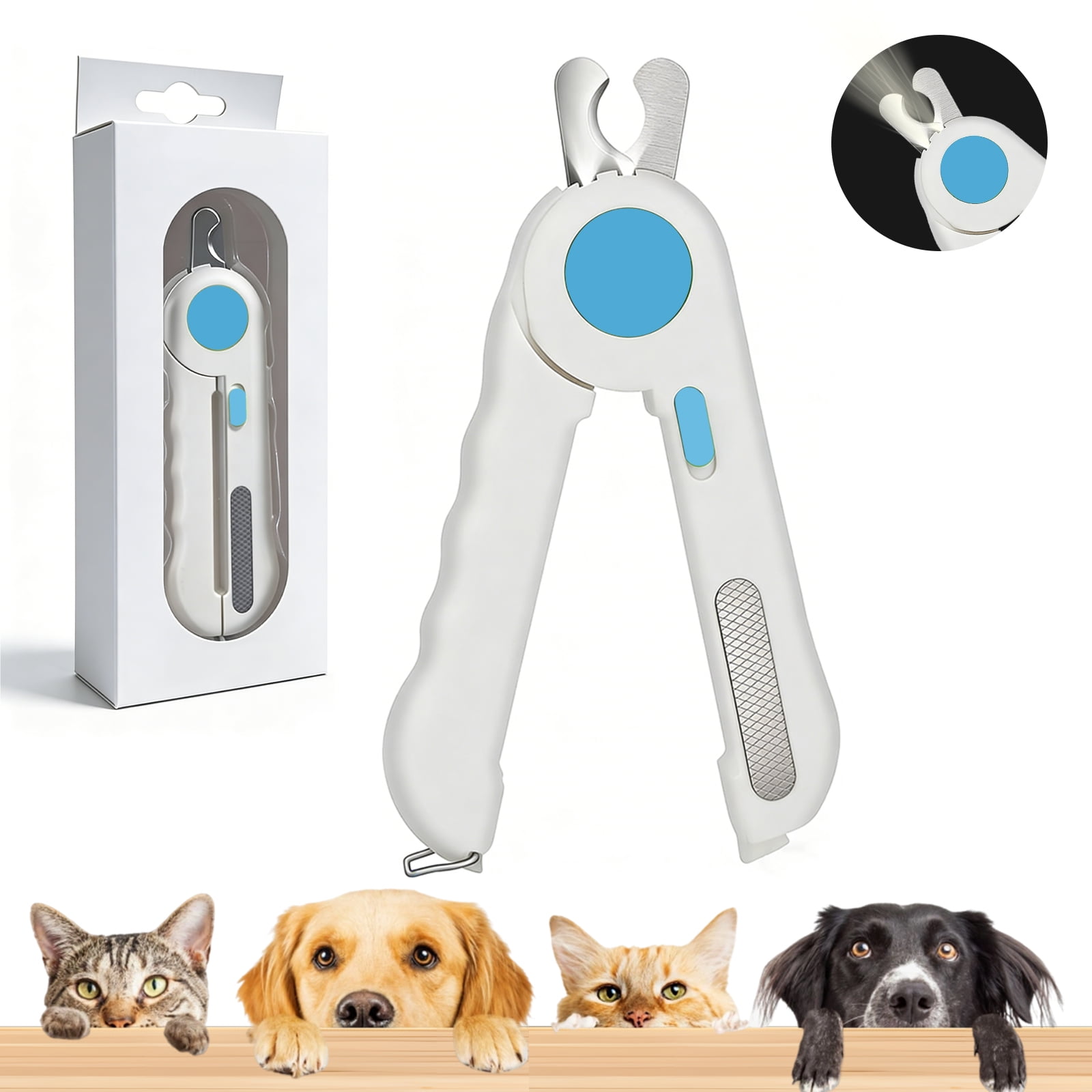 Oazouf Cat Nail Clipper with LED Light and File, Safety Pet Claw ...