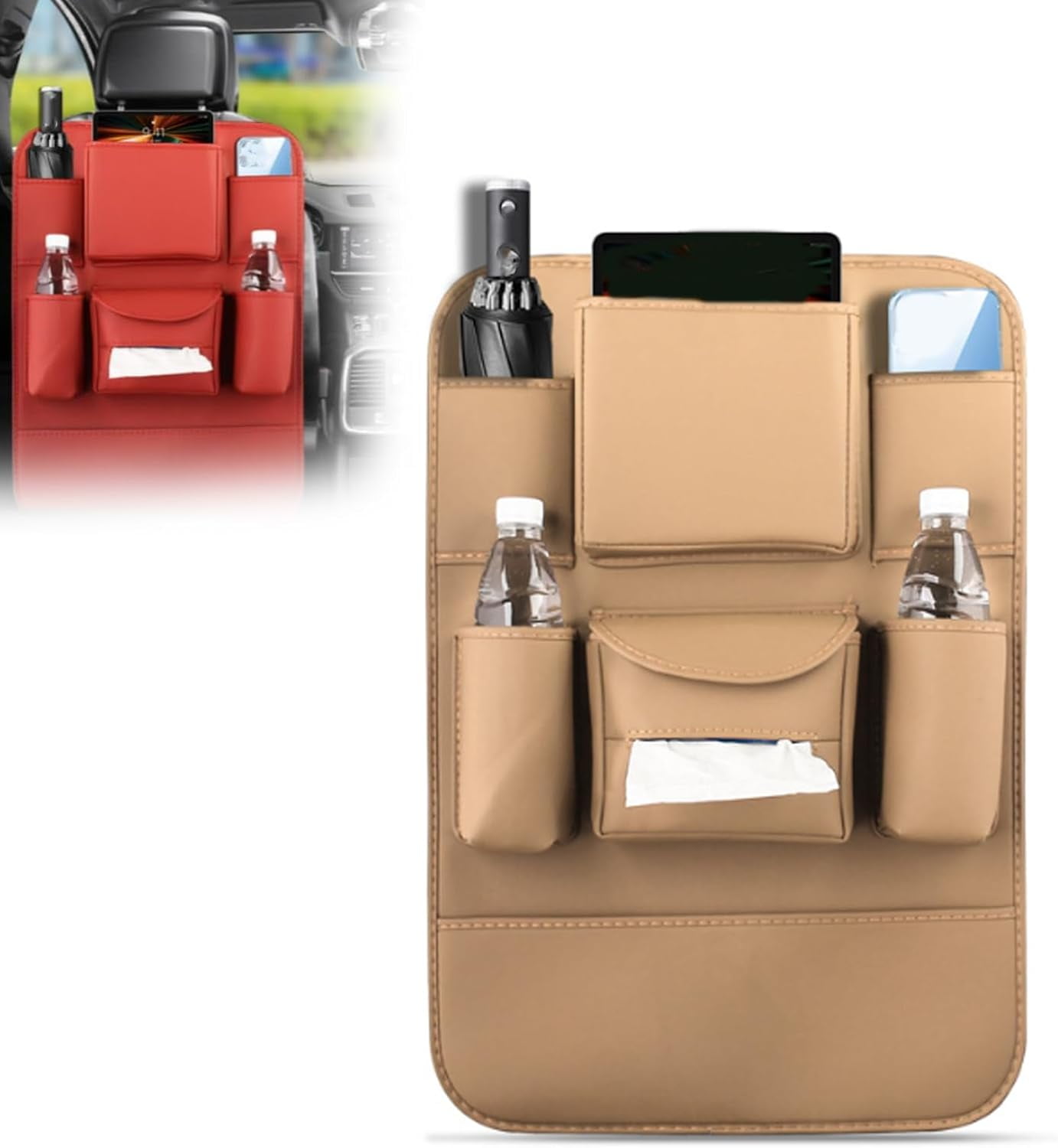 Obbarde Car Seat Back Organizer, Universal Back Seat Car Organizer with ...