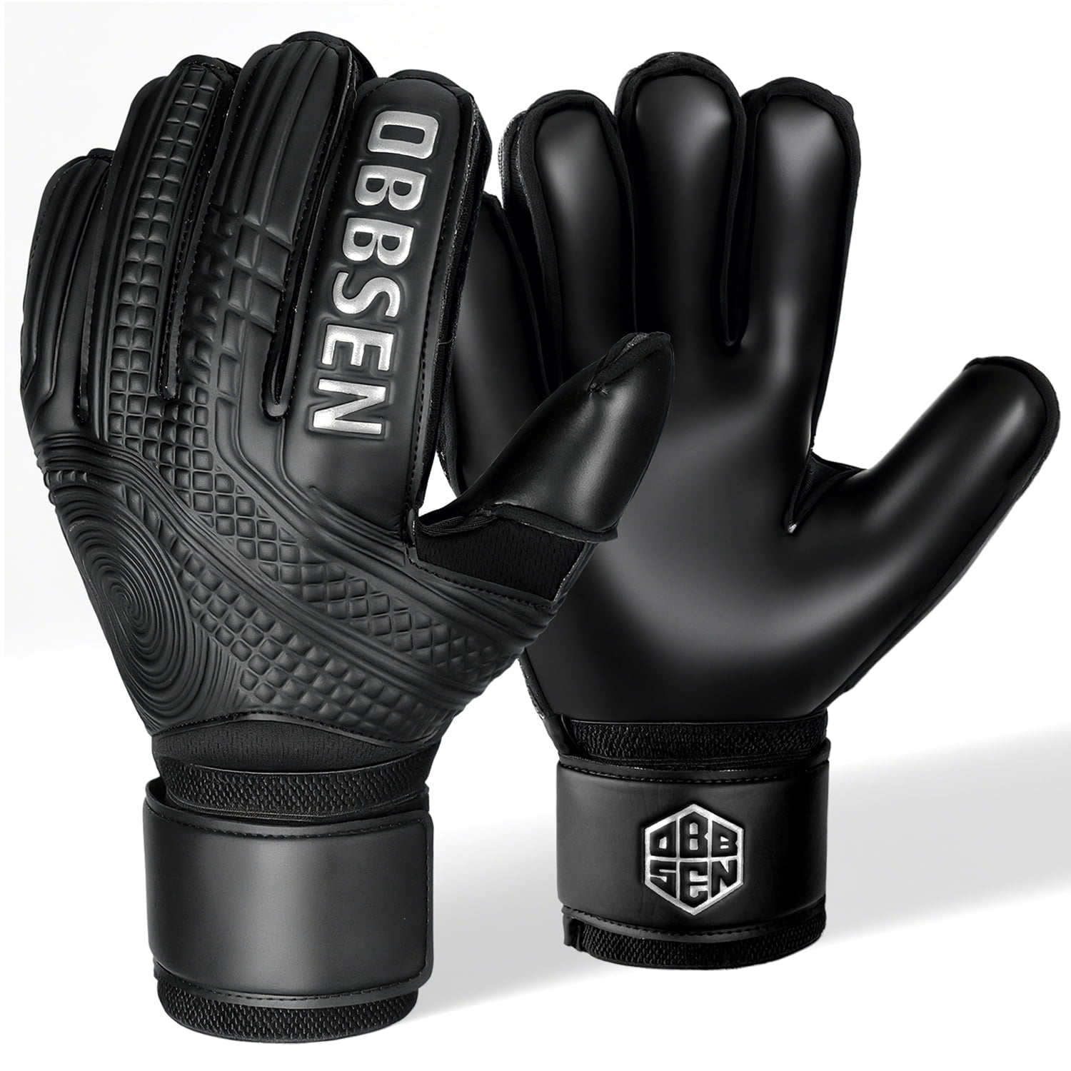 Obbsen, Youth&Adults Soccer Goalie Gloves, Finger Protection, Blackout ...