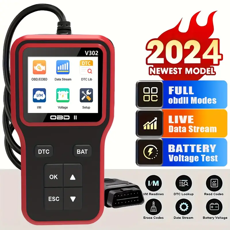 Obd2 Scanner Diagnostic Tool Engine Code Reader With Reset & I/M ...