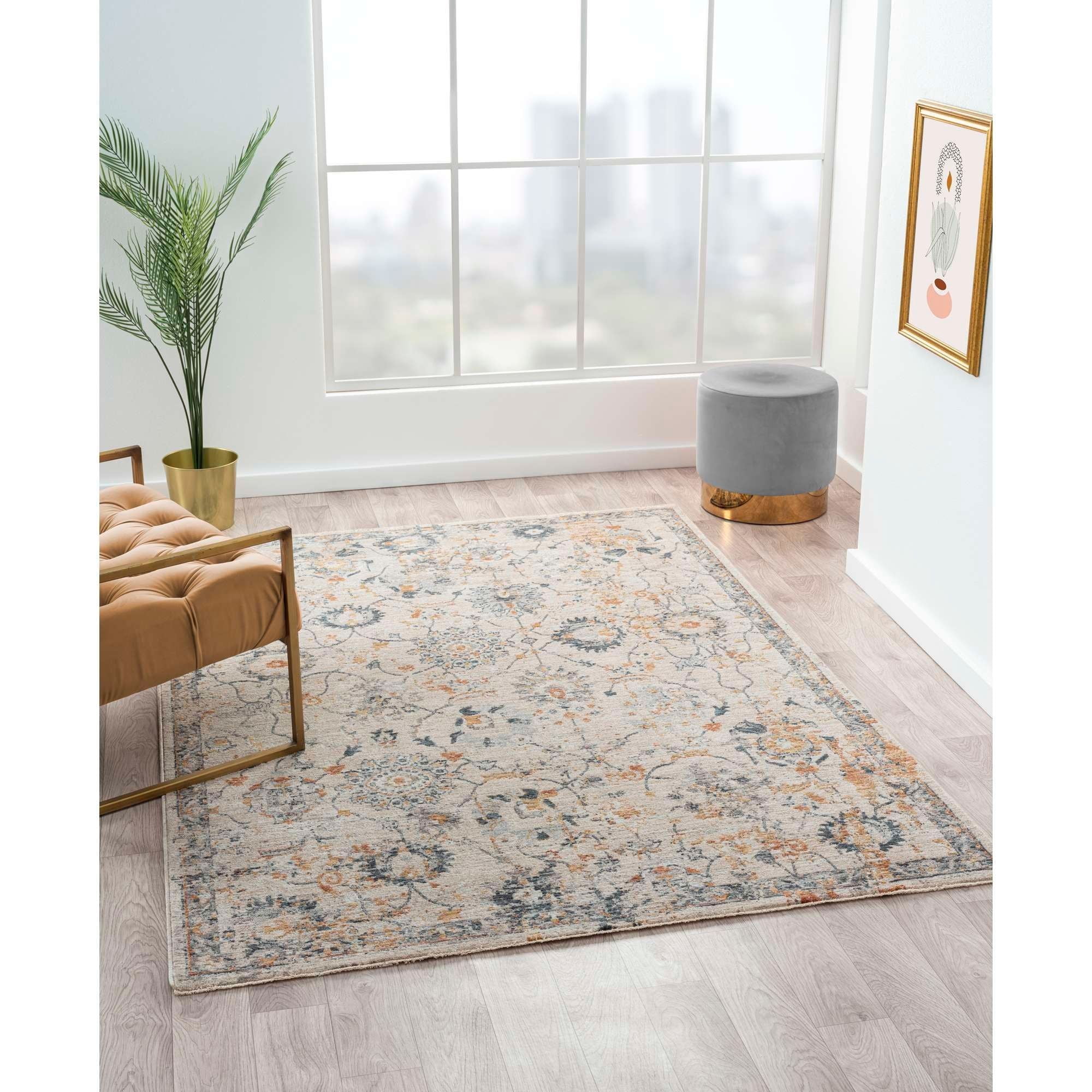 Manor Persian Floral Area Rug - Silver, 5'x7'3" - Walmart.com