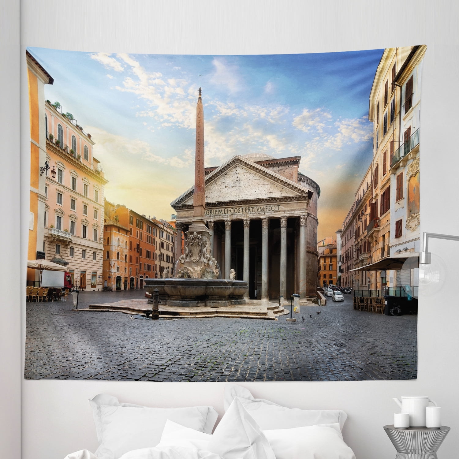 Obelisk Tapestry, Traveling Italy Landmarks Picture of Pantheon and ...