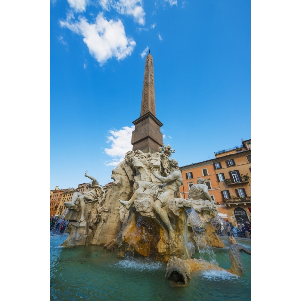 Obelisk fountain in Piazza Navona; Rome Italy Poster Print - Walmart.com
