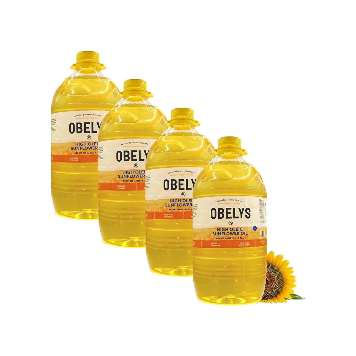 Obelys High Oleic Sunflower Oil | 4 Pack 1.3 Gallon Jug - Neutral Oil ...