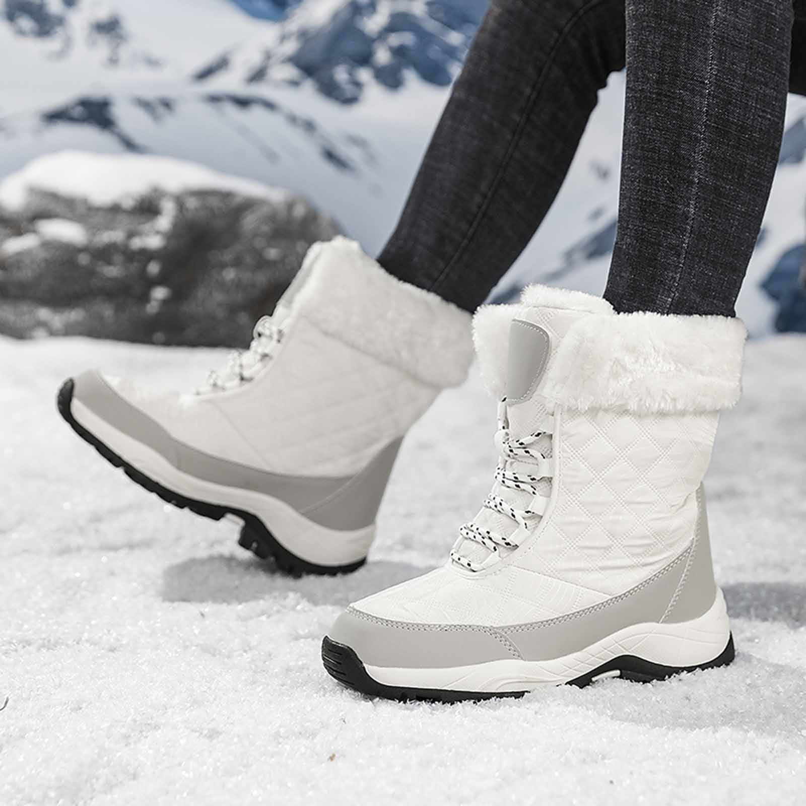 Obersheen Snow Boots for Women, Durable Warm Fur Lined Mid-Calf Boot ...
