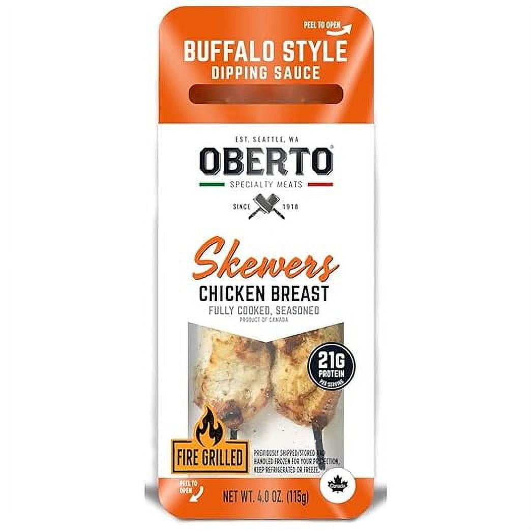 Oberto Fully Cooked Seasoned Buffalo Chicken Skewers, 4 Ounce -- 30 per ...