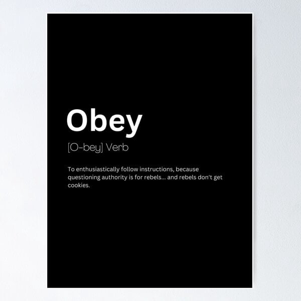 Obey Dictionary Definition Poster Wall Art, Modern Wall Decor For ...