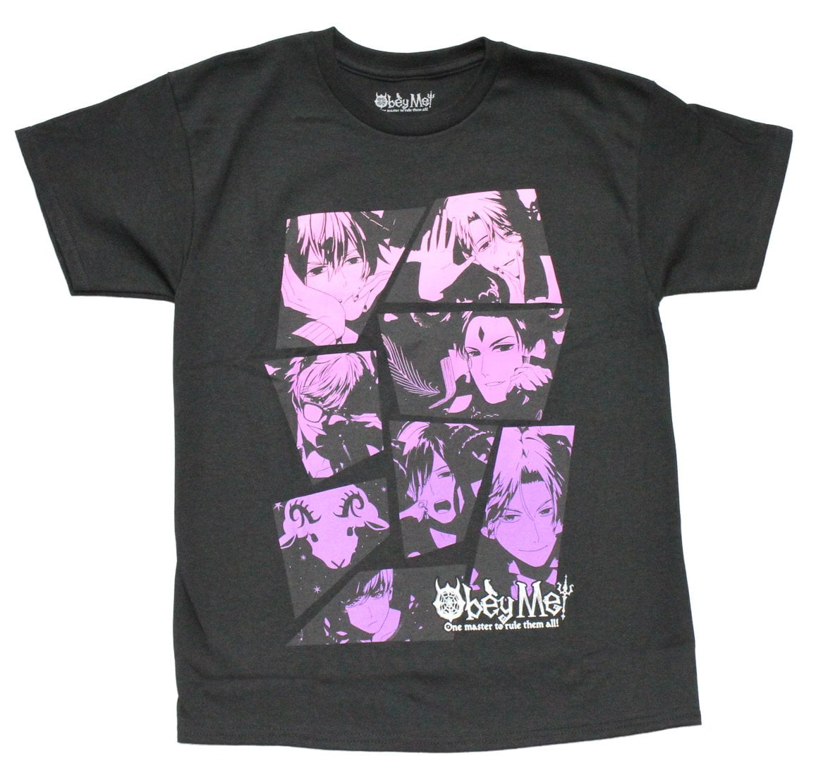Obey Me Mens T-Shirt - One Master to Rule Them All Pink & Purple Cast ...