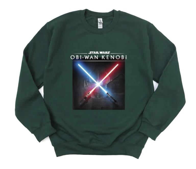 Obi-Wan Kenobi Crossed Lightsabers Jedi Master Sci-Fi Fan Art SweatShirt Unisex, up to 5XL ...