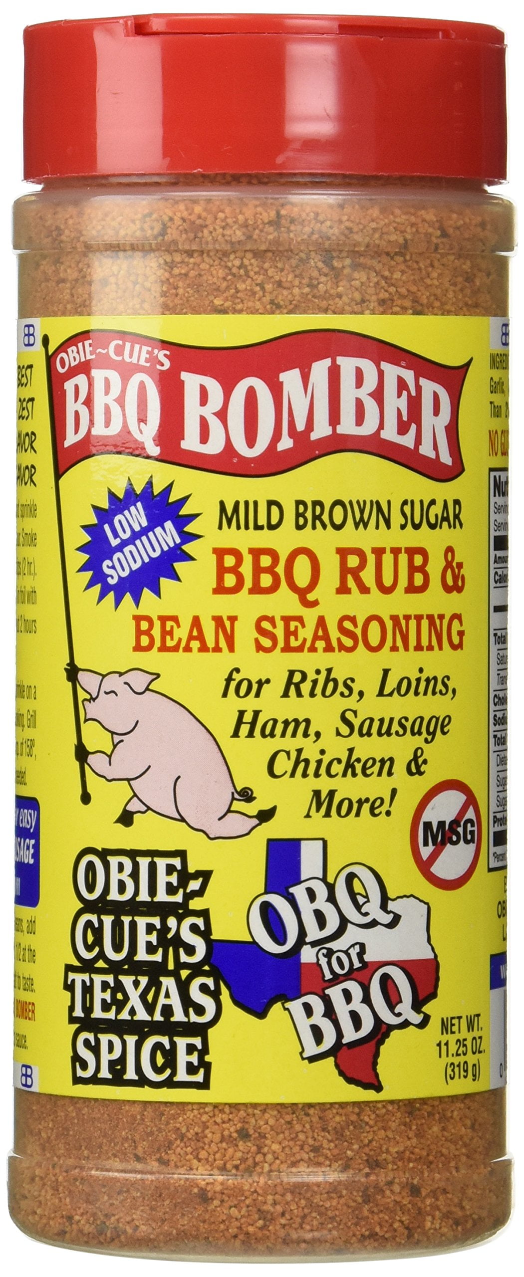 Obie-Cue's BBQ Bomber, Mild SAF21 Brown Sugar Dry Rub & Bean Seasoning (11.25 oz) - Walmart.com