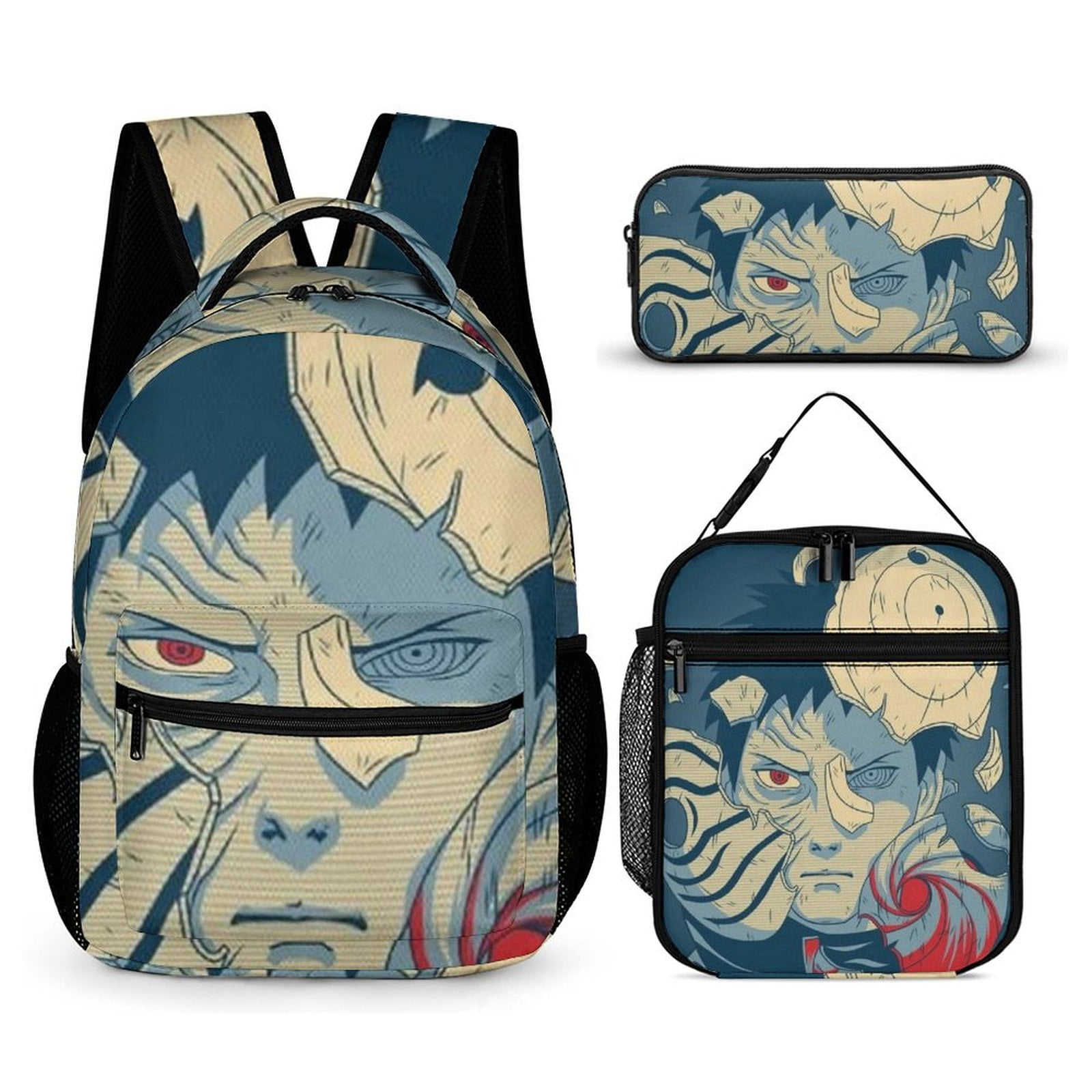 Obito Uchiha 3 Piece Backpack Set Anime Casual Daypack with Lunch Bag ...