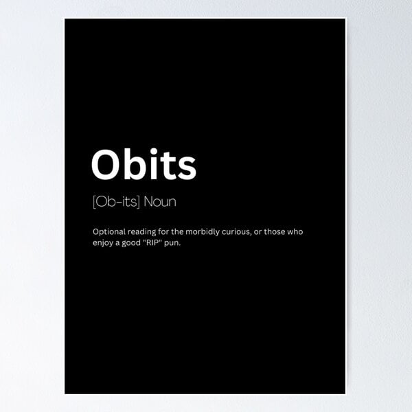 Obits Dictionary Definition Poster Wall Art, Modern Wall Decor For ...