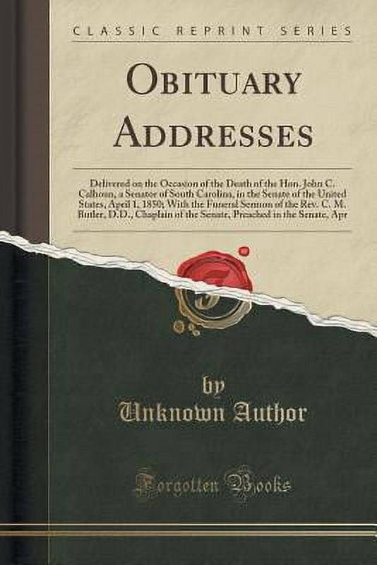 Obituary Addresses : Delivered on the Occasion of the Death of the Hon ...