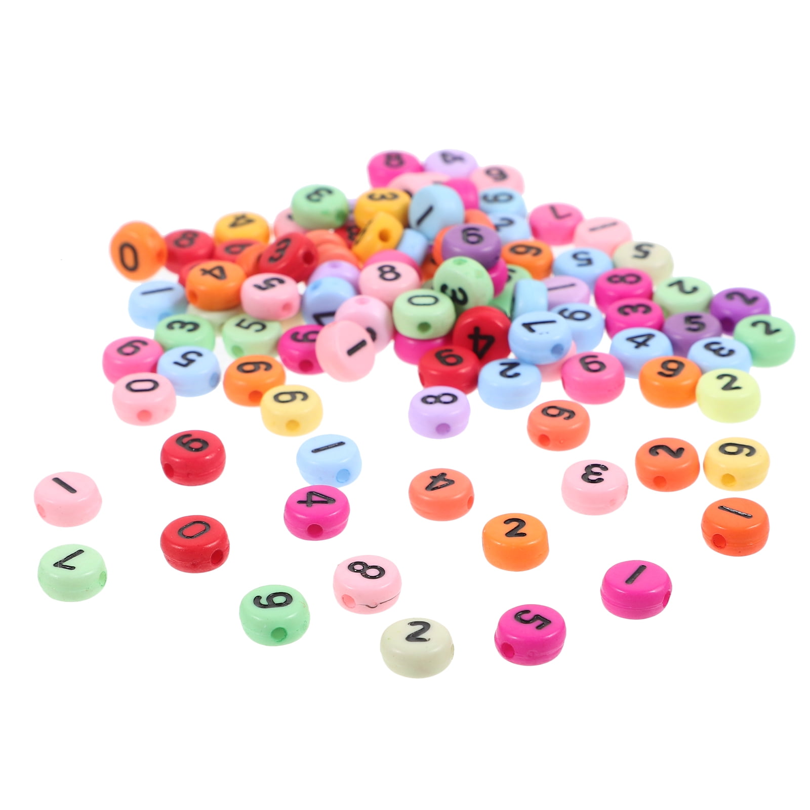 Oblate Number Beads 100 Pcs Key Fob Colored Friends Gifts Hair ...