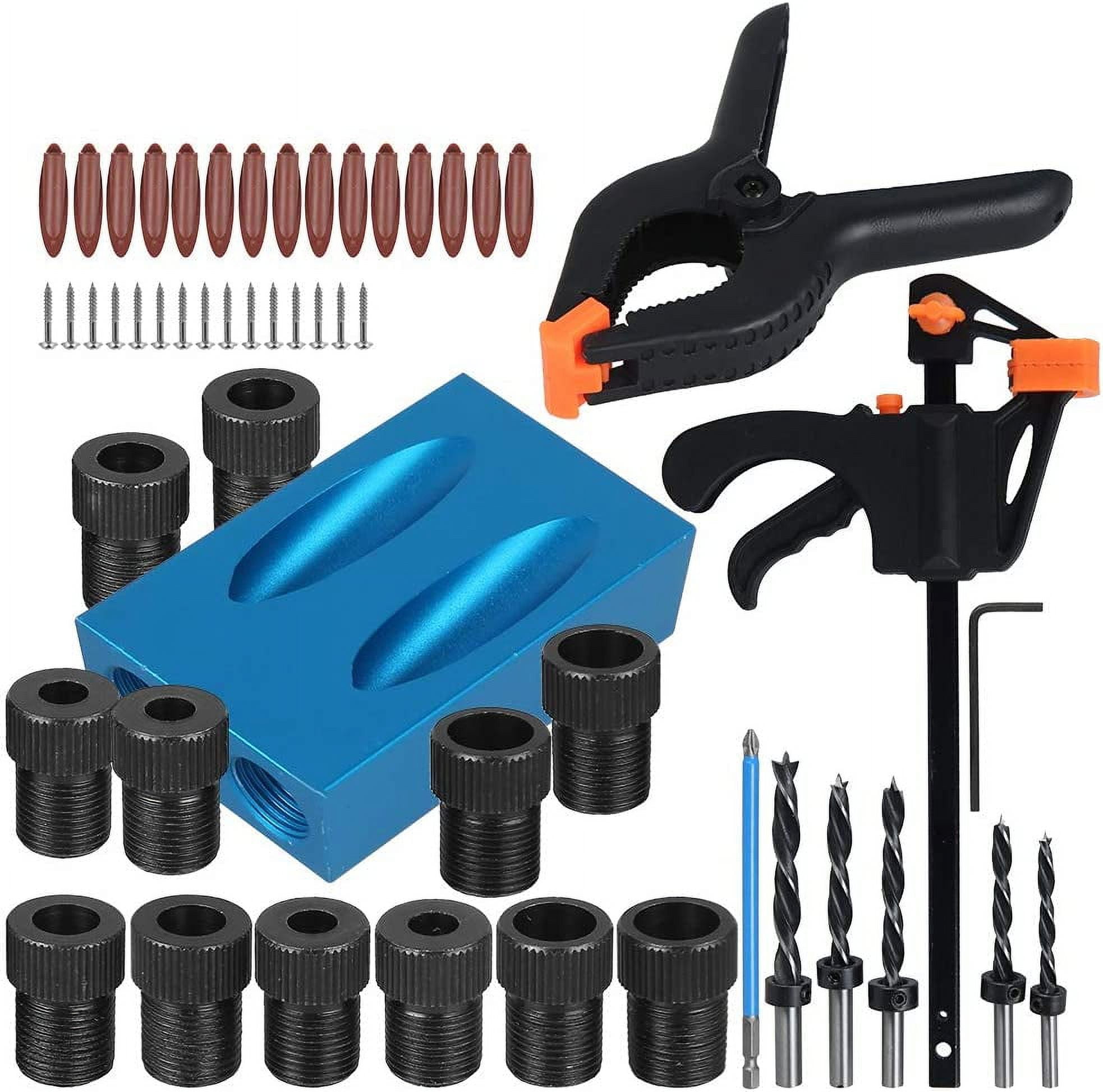 Oblique Pocket Hole Jig with 15° Adapter for 6/8/10mm Holes 57-Piece ...