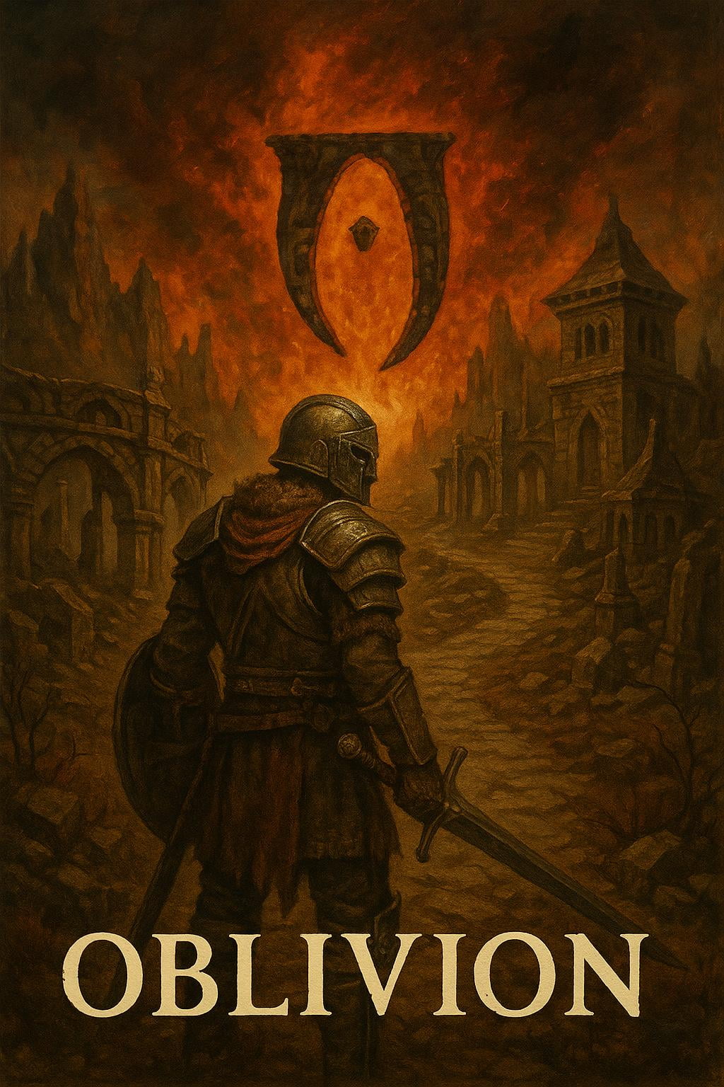 Oblivion Fantasy Poster, Elder Scrolls IV Inspired Art Print, Vintage Style Gaming Wall Decor ...