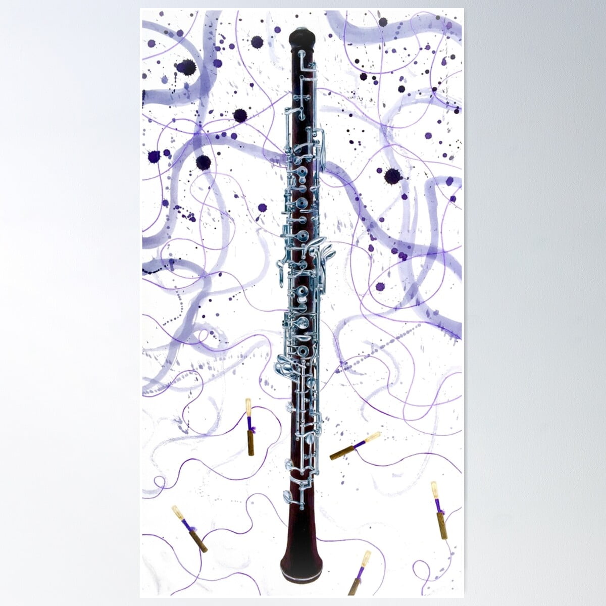 Oboe And Reeds Poster Wall Art, Modern Wall Decor For Living Room ...