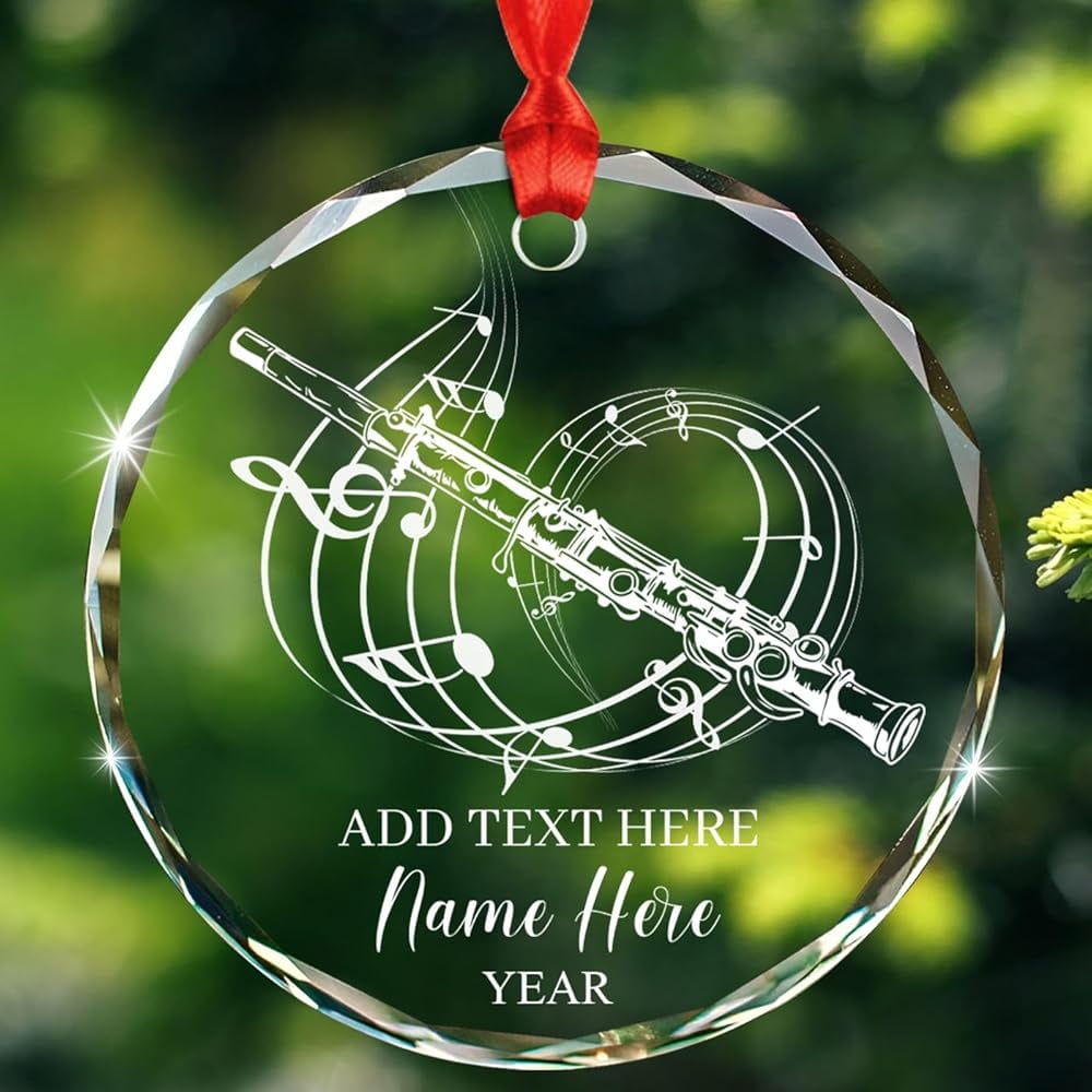 Oboe1 Design Glass Christmas Ornament for Tree, Gift for Mom, Love Day ...