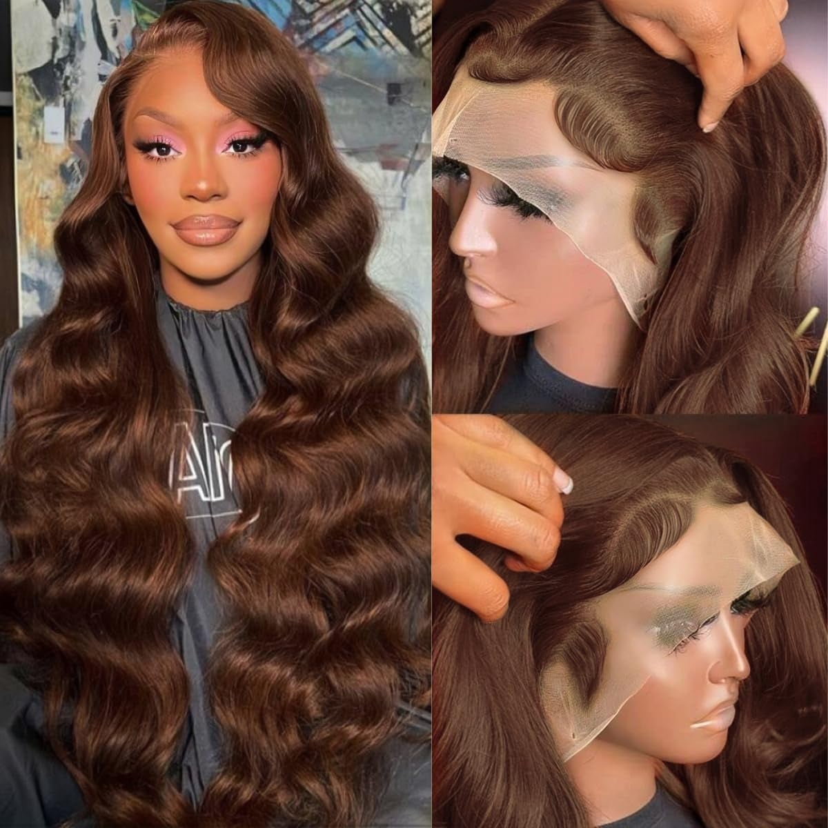 Obones Chocolate Brown Lace Front Wig Human Hair 13x4 Frontal Lace Wigs ...