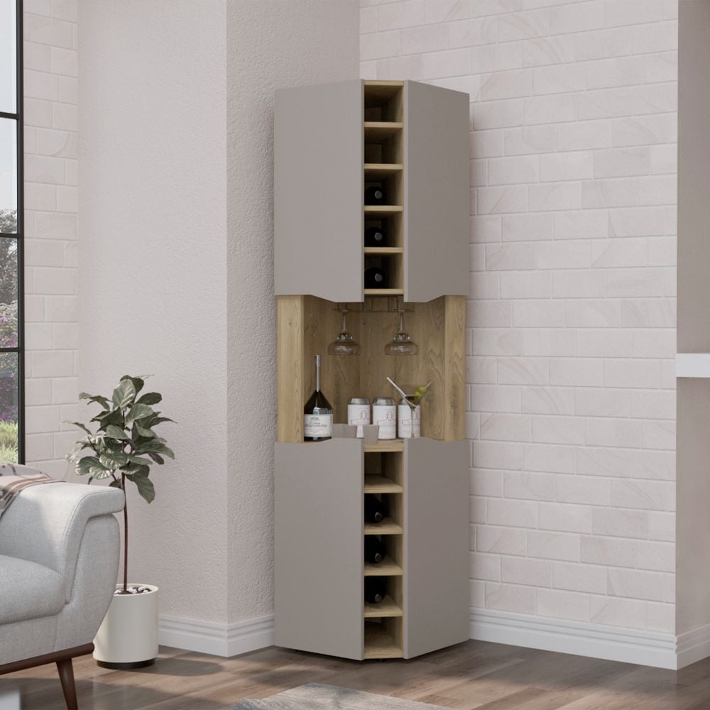 Obregon Corner Bar Cabinet, Ten Wine Cubbies, Single Door - Walmart.com