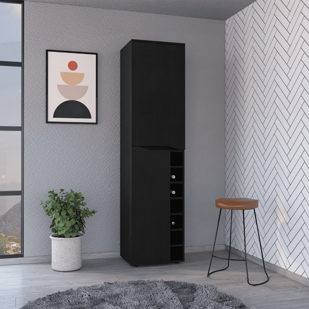Obregon Tall Black Storage Cabinet with 7 Cubbies & 2 Doors - Walmart.com