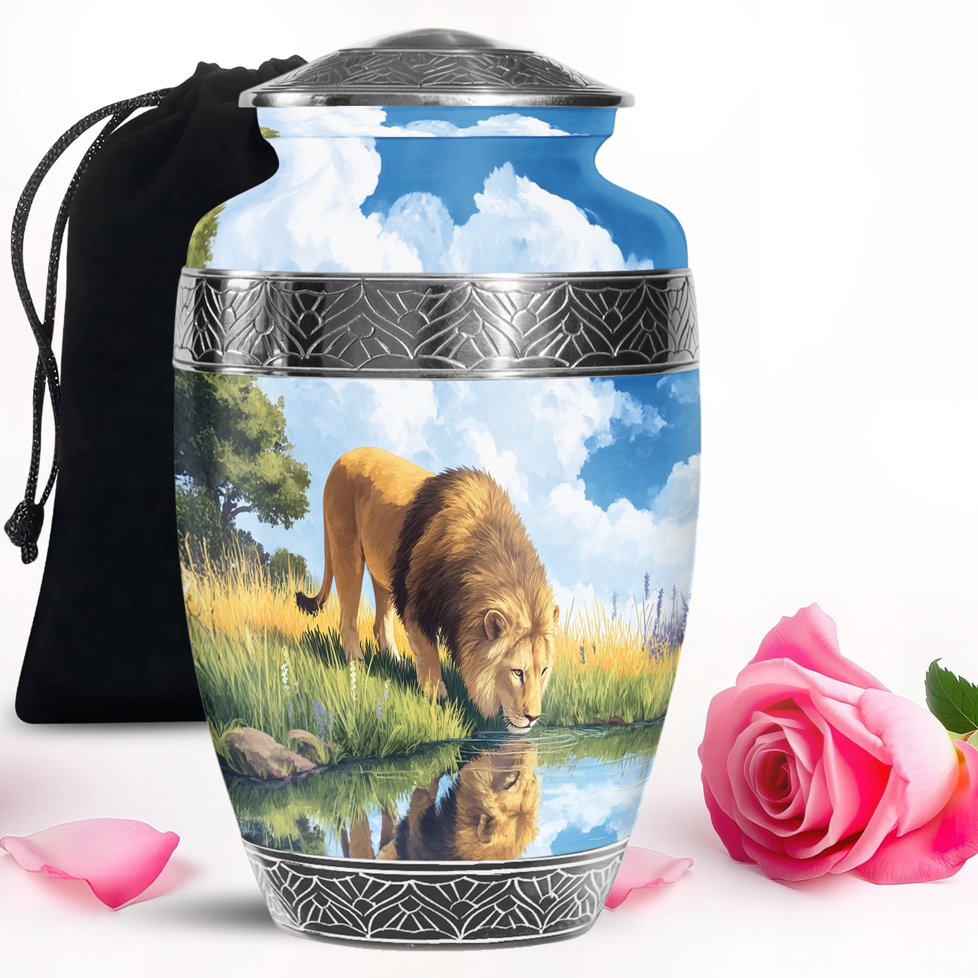Observing Lion Urns For Human Ashes Adult Mom - Large Funeral Urn For ...