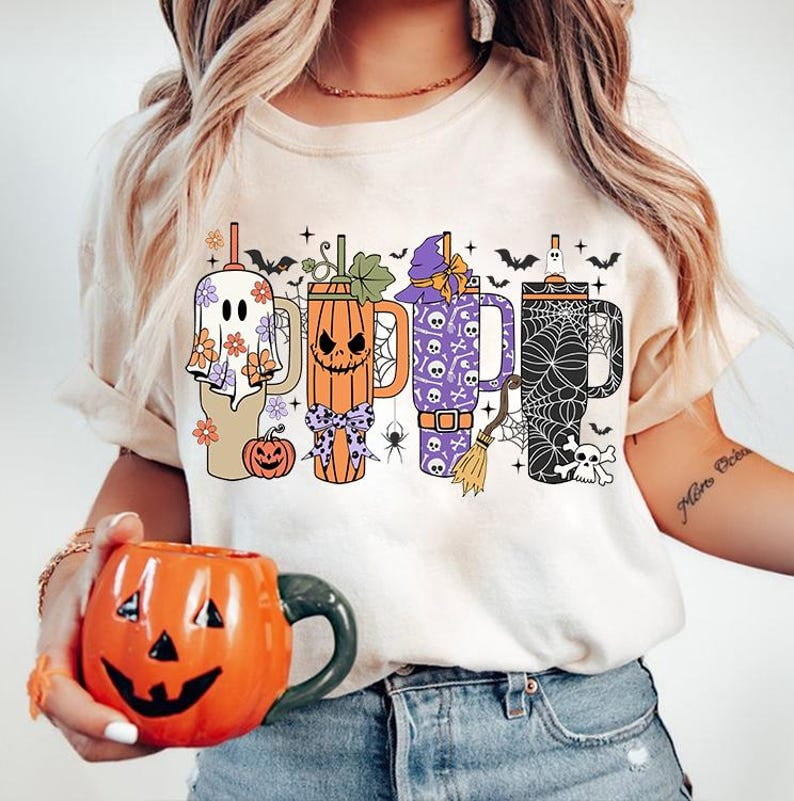 Obsessive Cup Disorder T-Shirt – Funny Halloween Ghost Tee with Pumpkin ...