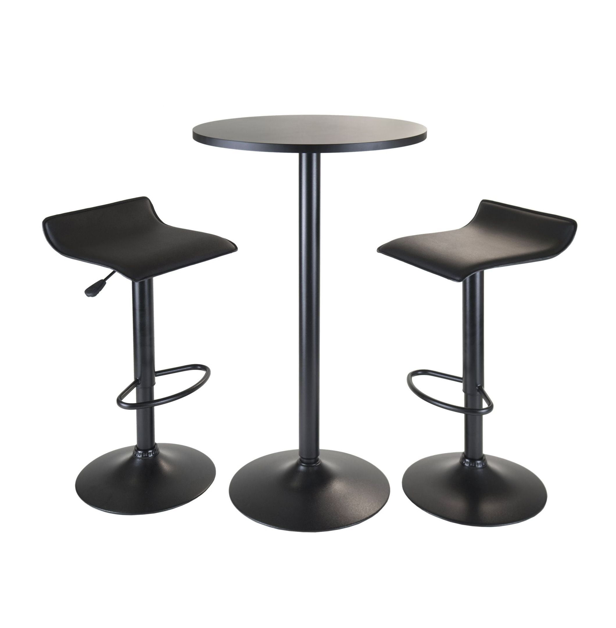 Obsidian 3pc Pub Set; Round Table with 2 Airlift Stools all Black ...