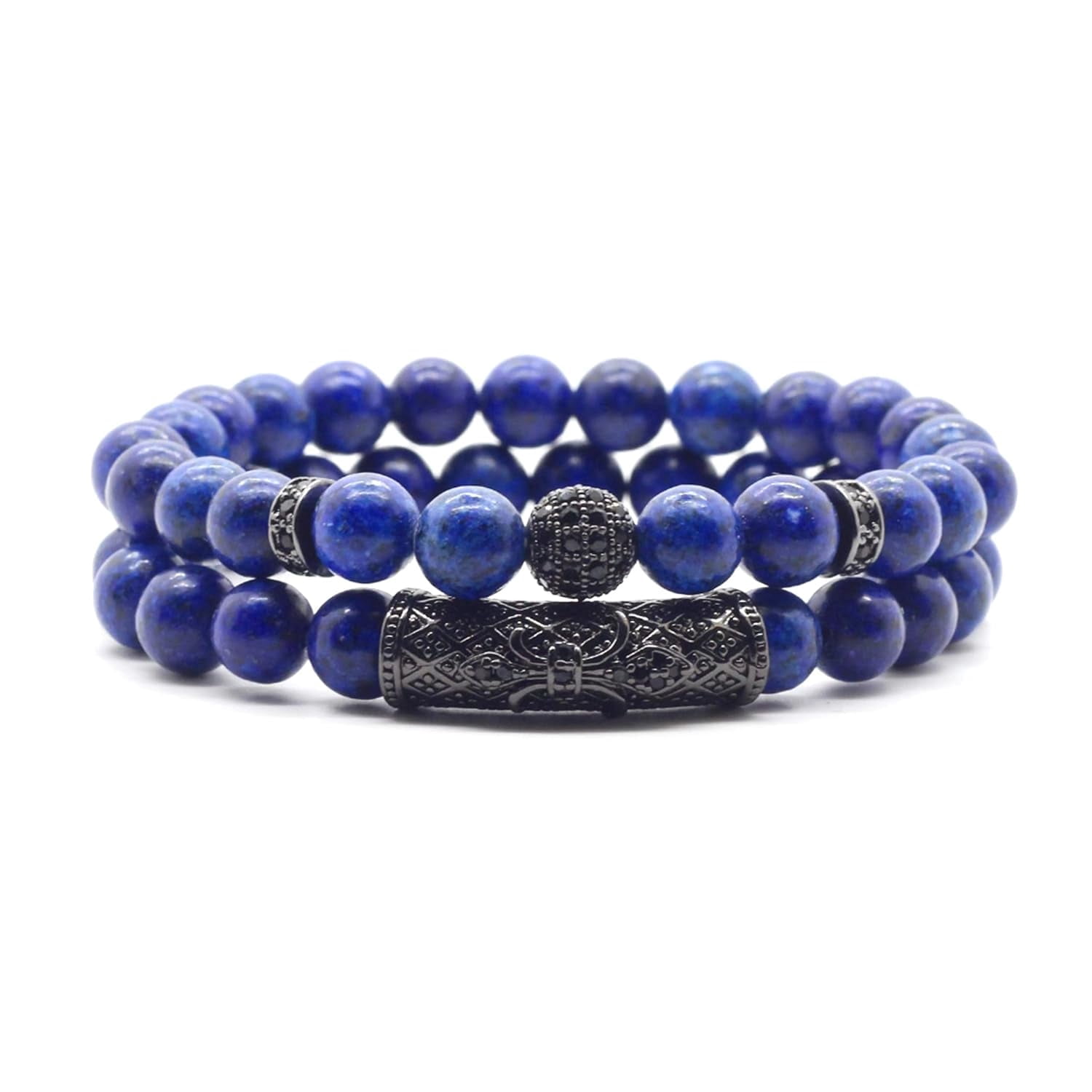 Obsidian Bracelet, Hand Beaded 8MM Crystal Beads, Adjustable Stretch ...