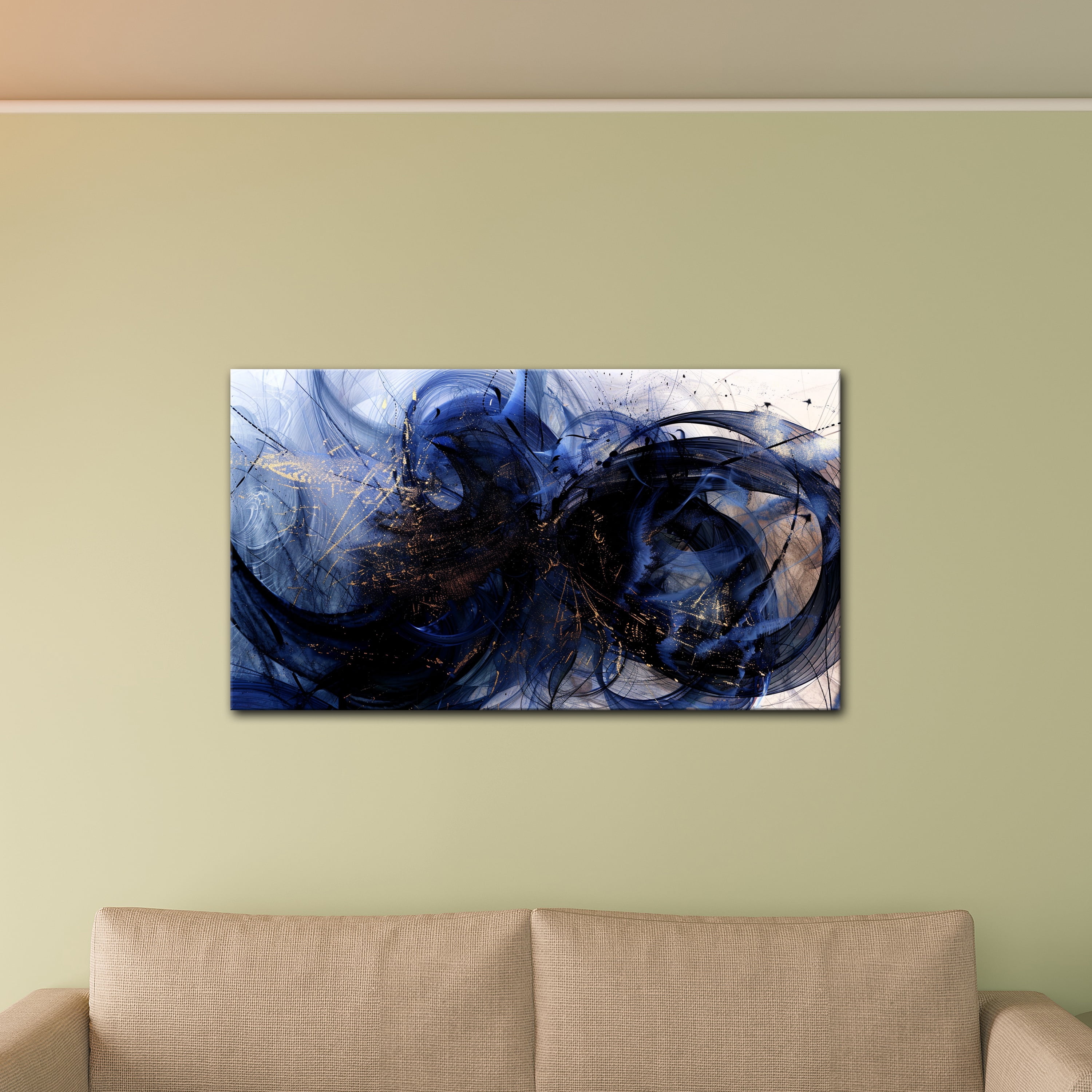 Obsidian Energy- Blue and Black Abstract Vortex (16"x24" customizable ...